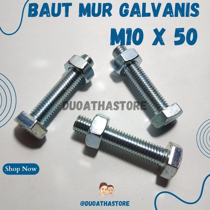 Jual M10x50 Baut Mur M10 x 50 BMP Galvanis Putih - Kab. Tangerang - Duo Atha Store | Tokopedia