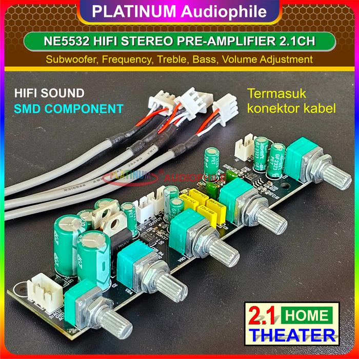 Promo Tone Control Ne5532 Stereo 2.1 CH Hifi Audio Pre Amplifier - Kab ...