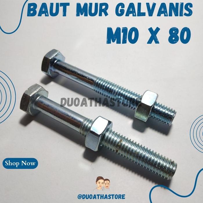 Jual M10x80 Baut Mur M10 x 80 BMP Galvanis Putih - Kab. Tangerang - Duo ...