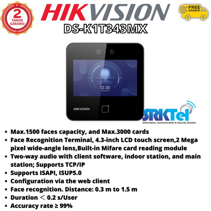Jual Hikvision DS-K1T343MX Face Recognition & Access Door Terminal - Jakarta Utara - SRKTel ...