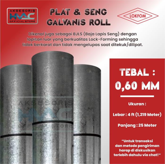 Jual Plat Seng Galvanis BJLS Roll 1,219 M x 25 M Tebal 0,6 mm Merk ...