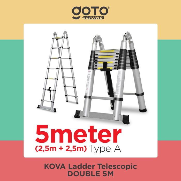 Promo Tangga Lipat Aluminium Teleskopik 5M Double Telescopic Ladder 5 ...