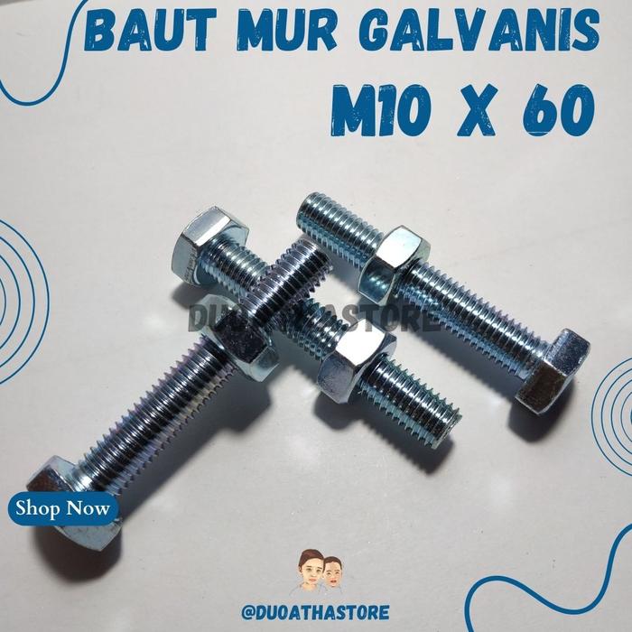 Jual M10x60 Baut Mur M10 x 60 BMP Galvanis Putih - Kab. Tangerang - Duo Atha Store | Tokopedia