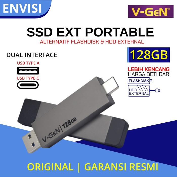 Jual V-Gen SSD External Portable Platinum 128GB USB Type C 3.2 Vgen ...