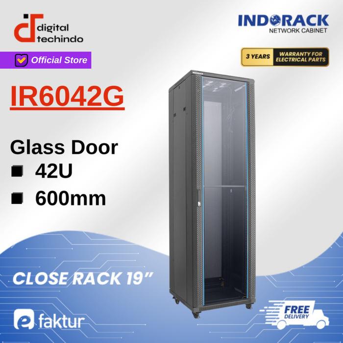 Promo IR6042G Close Rack 42U INDORACK Depth 600mm Glass Door Rak Server ...