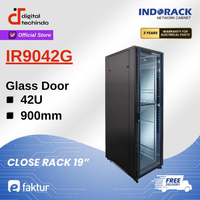 Promo IR9042G Close Rack 42U INDORACK Depth 900mm Glass Door Rak Server ...