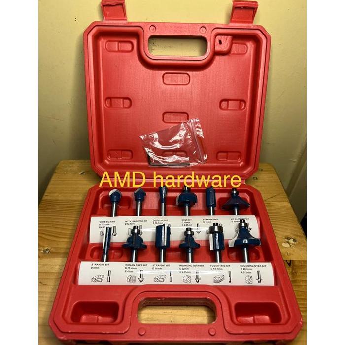 Jual Mata Profil Router Trimmer Set 12Pcs 1/4" Profile Ukir Kayu Trimer ...
