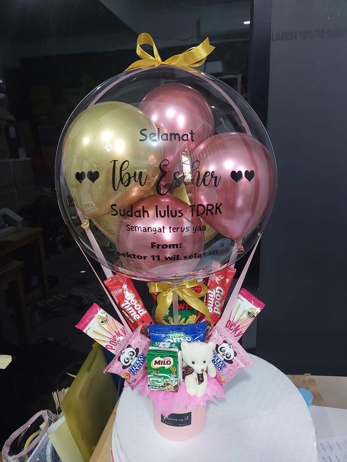 Jual Buket Balon Snack Bucket Wisuda Bouquet Ulang Tahun Wisuda - Pink ...
