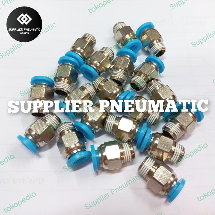 Jual Tubing Connector / Fitting Lurus Pneumatic Drat 1/4" Selang 6MM ...