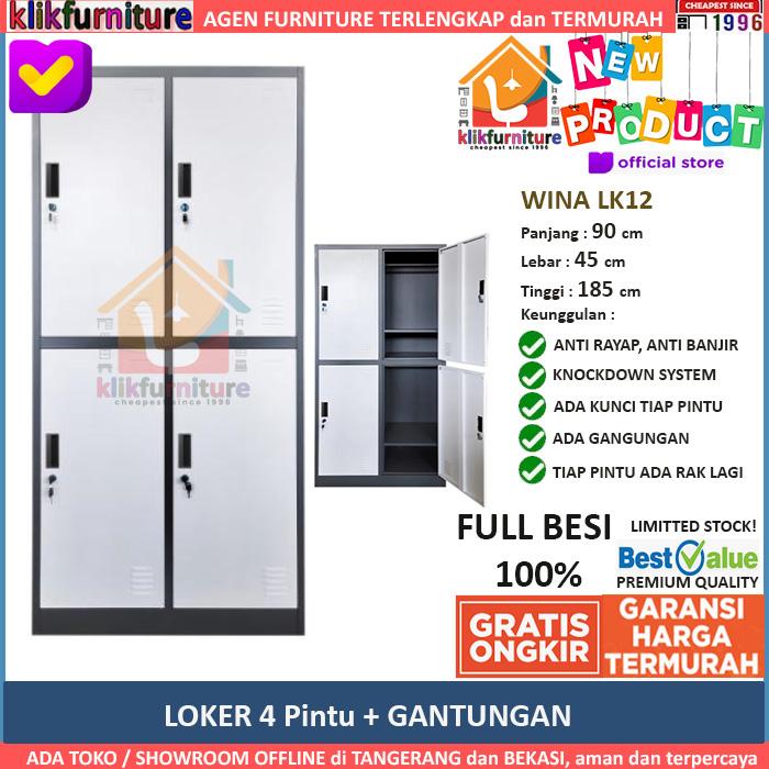 Promo Loker Besi Lemari Locker Pakaian 4 Pintu + Gantungan Baju LK12 WINA Cicil 0% 3x - Kota ...