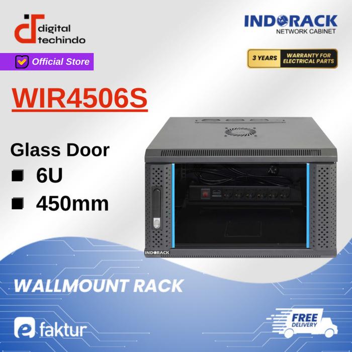 Jual Wir4506s Wallmount Rack 6u Indorack Depth 450mm Glass Door Rak ...