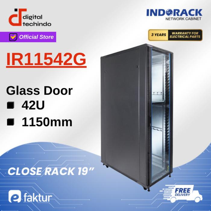 Promo IR11542G Close Rack 42U INDORACK Depth 1150mm Glass Door Rak ...
