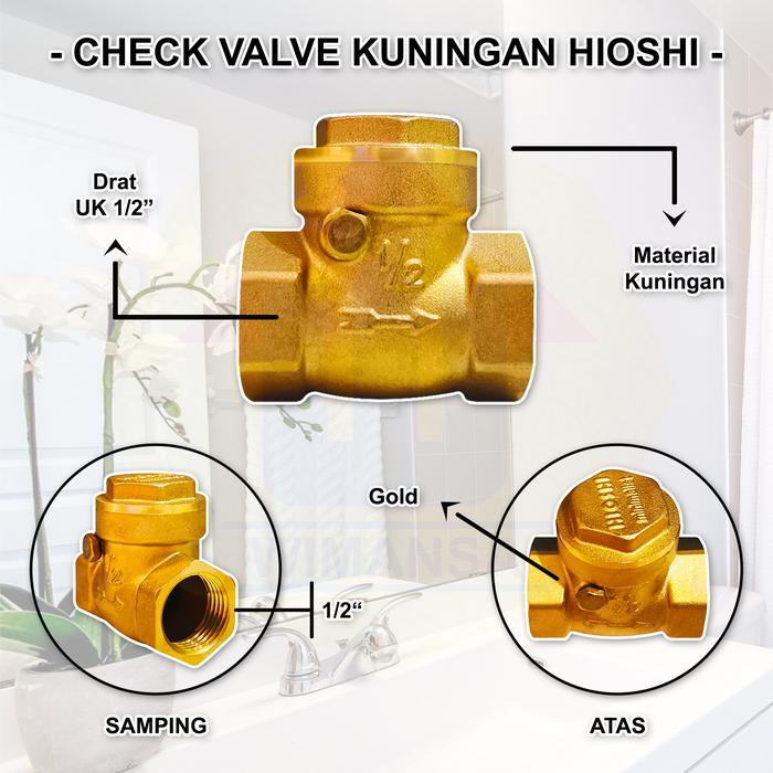Jual CHECK VALVE KUNINGAN HIOSHI 1/2 INCH - VALVE KUNINGAN - Kota ...