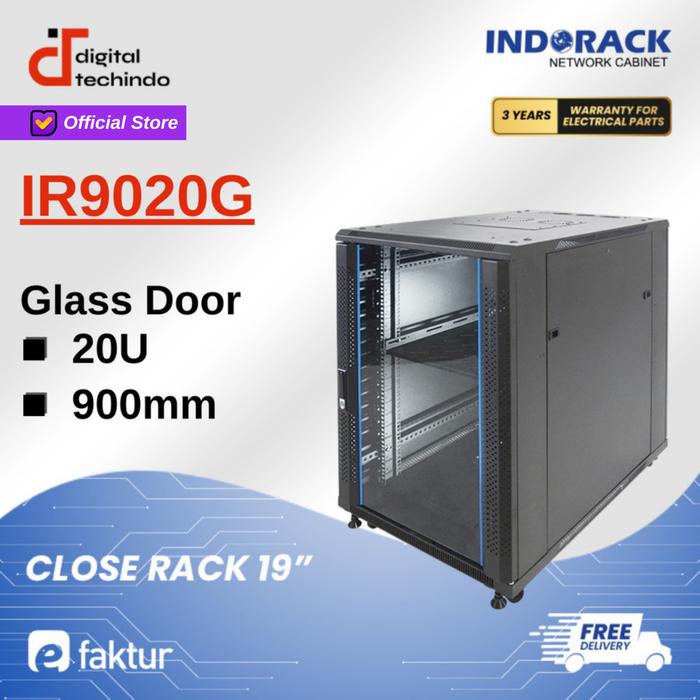 Jual Ir9020g Close Rack 20u Indorack Depth 900mm Glass Door Rak Server ...