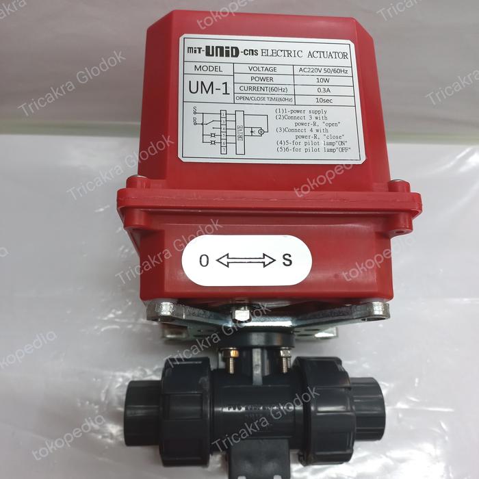 Jual ball valve pvc 1/2" with electric actuator motorized Uni-D UM-1 ...