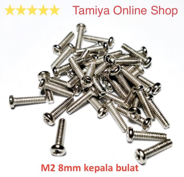 Jual Tamiya Screw M2 x 8 mm Baut Bulat Baut Silver 8 mm per pcs (NS829 ...