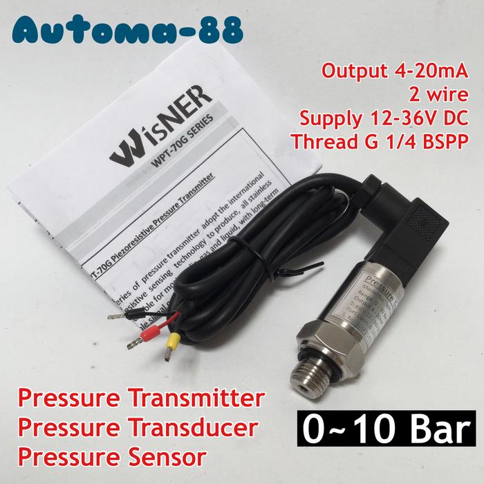 Jual Pressure Sensor 10Bar 0-10 Bar 4-20mA G 1/4 inch Transmitter 24VDC ...