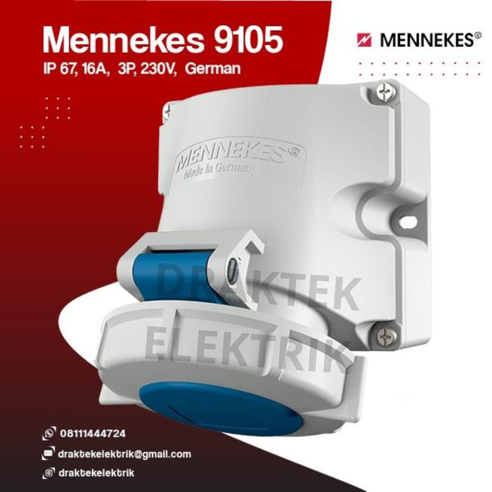 Jual INDUSTRIAL PLUG SOCKET Mennekes 9105 | Wall mounted IP 67 16A 3P ...