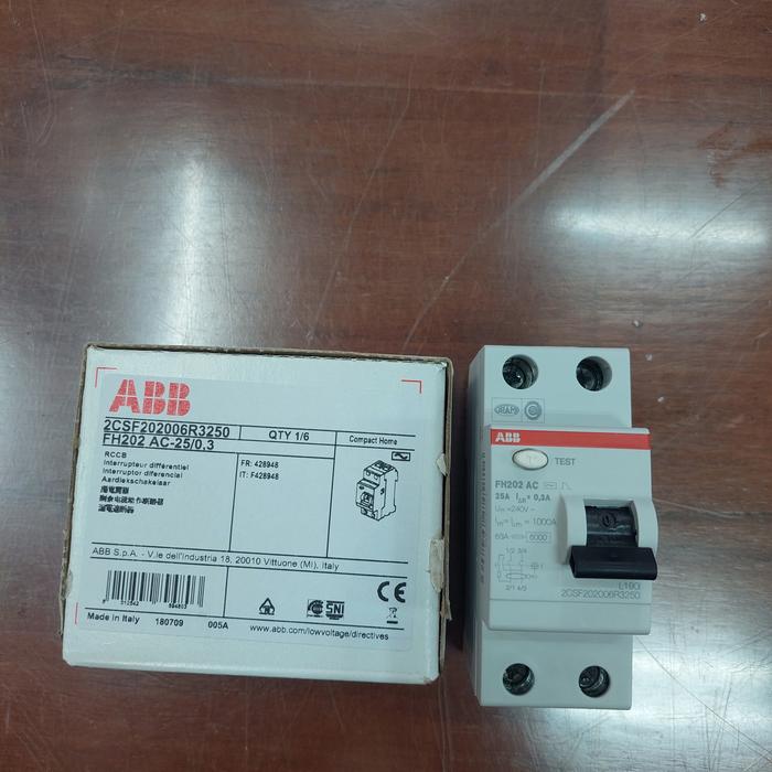 Jual ABB ELCB/RCCB FH202 AC-25/0,3 2P 25A 300MA 2CSF202006R3250 ...
