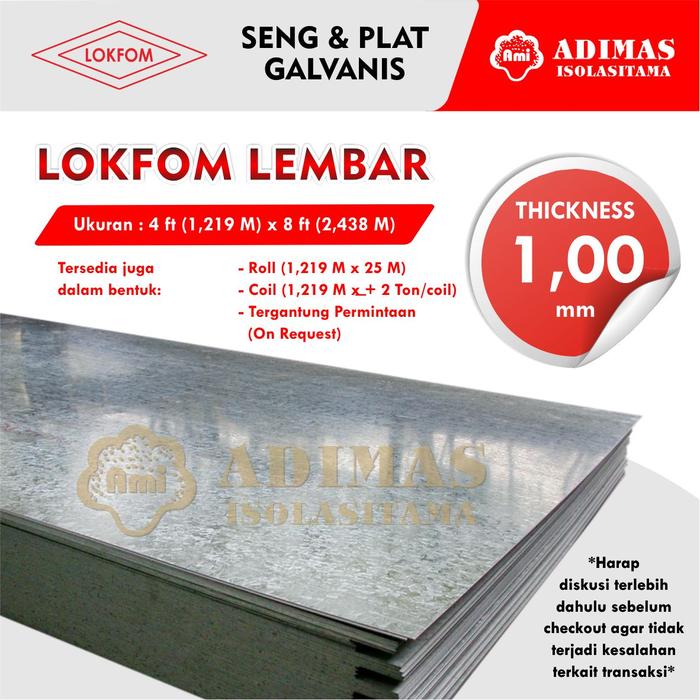 Jual BJLS Seng Galvanis Lembar Tebal 1,0 mm 1,219 M x 2,438 M Merk Lokfom - Jakarta Pusat - PT ...