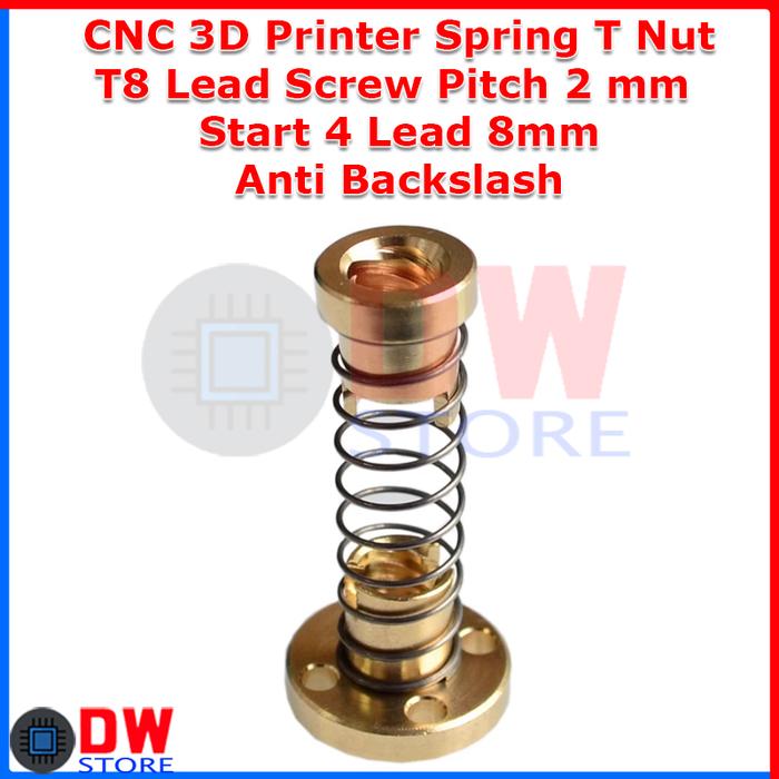 Jual CNC 3D Printer T8 Lead Screw Nut Spring Anti Backslash Pitch 2mm ...