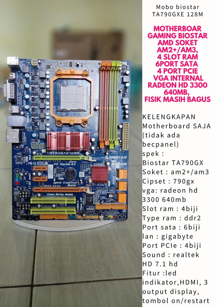 Jual mobo gaming biostar amd soket Am2+/am3 4 slot ram HDMI vga 640mb ...