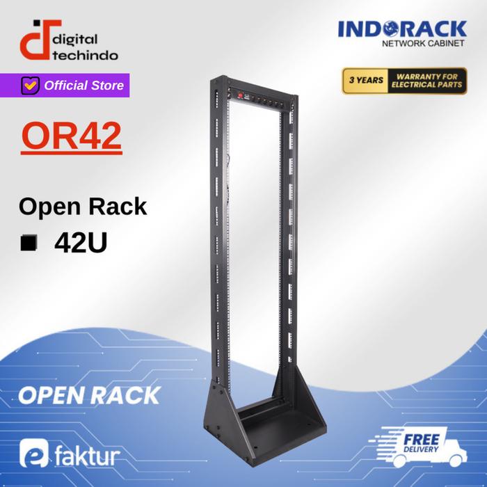 Promo OR42 Open Rack 42U INDORACK Rak 42U Rack Server Modem Audio WIfi ...