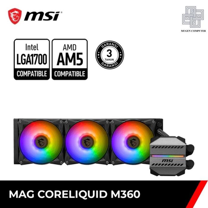 Promo Fan processor Liquid Cooler MSI MAG CORELIQUID M360 3 Fan RGB 360mm - Kota Makassar ...