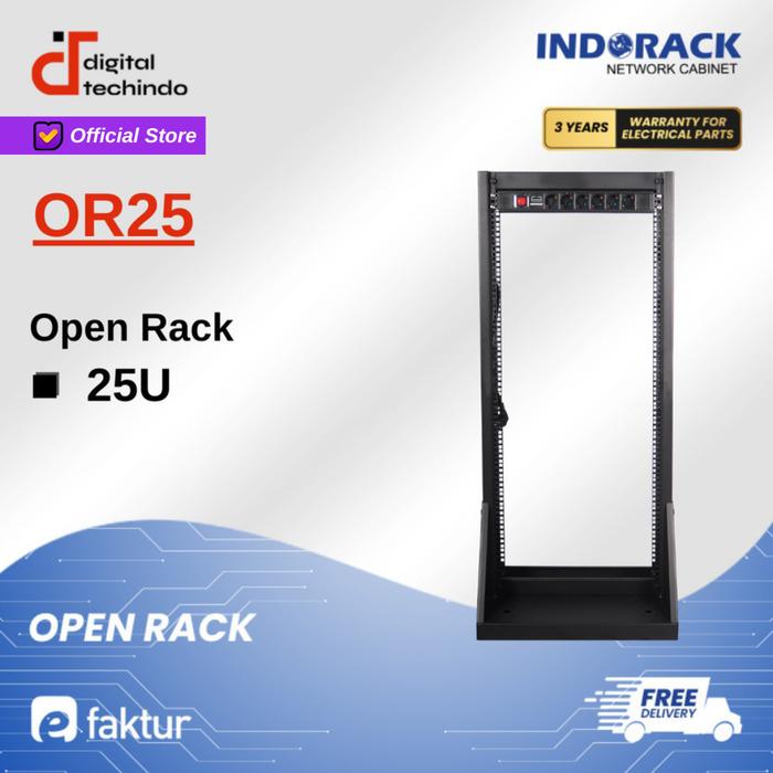 Promo OR25 Open Rack 25U INDORACK Rak 25U Rack Server Modem Audio WIfi ...