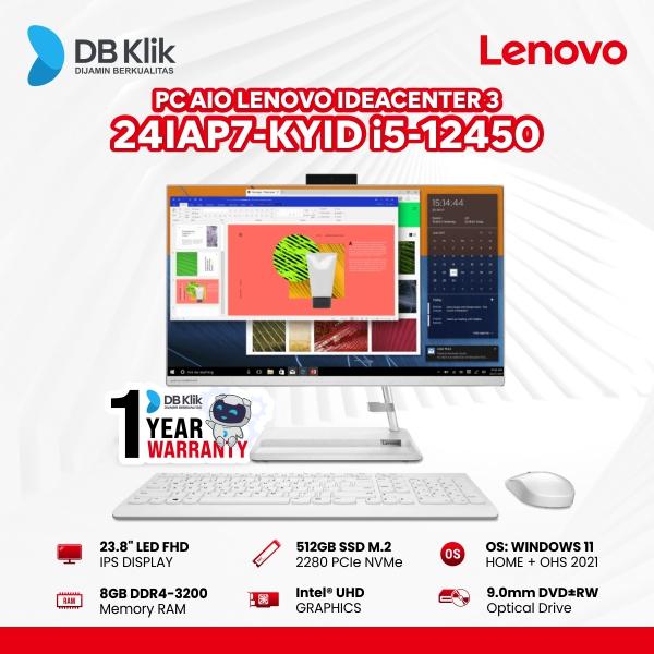 Promo PC AIO LENOVO 24IAP7-KYID i5-12450 8/512 DVD 23,8" White ...