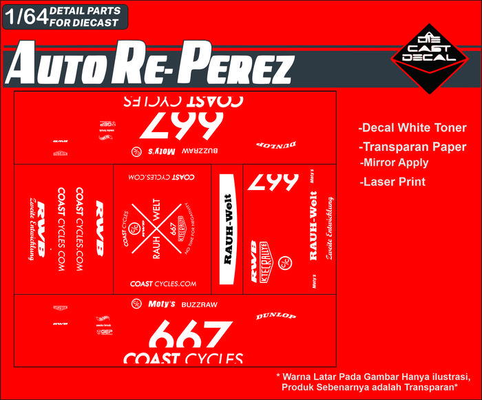 Jual [WHITE TONER] Decal Hotwheels - Livery Porsche COAST CYCLE ...