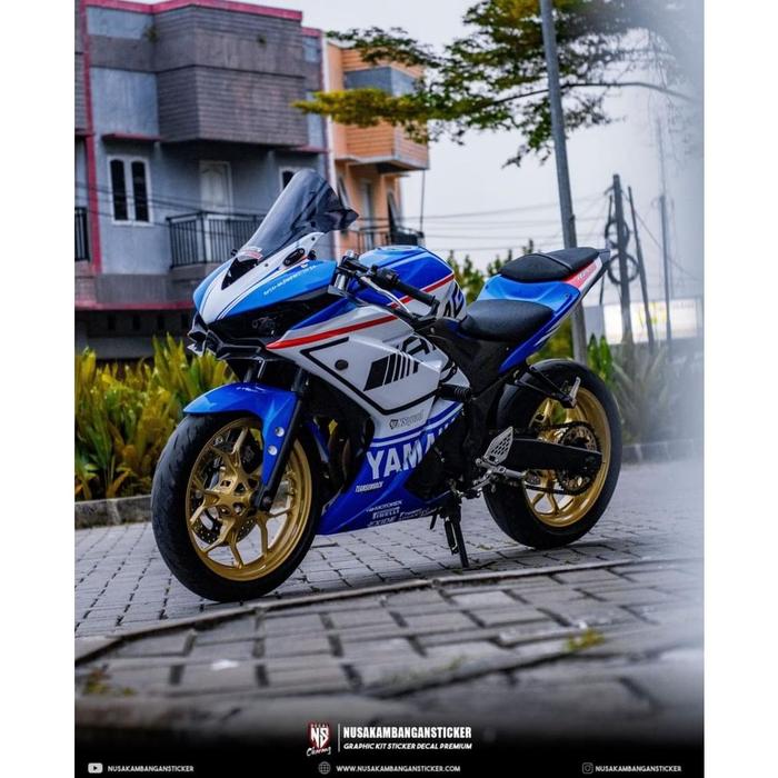 Jual Stiker Decal Motor Yamaha R25 Full Body Biru Putih Grafis Racing ...