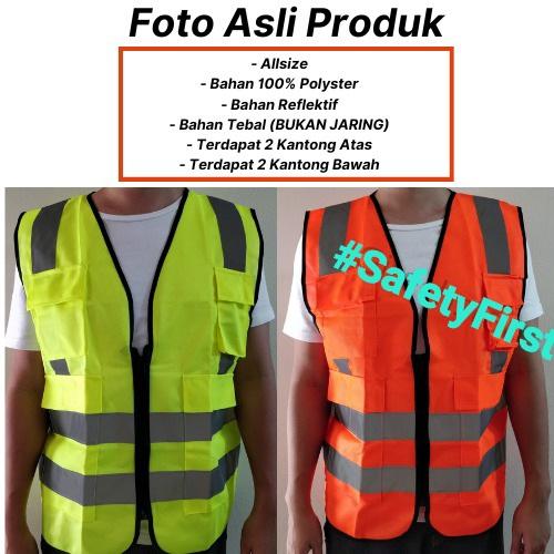 Jual Rompi Safety Proyek / Rompi Proyek K3 Resleting + Kantong / Hijau ...