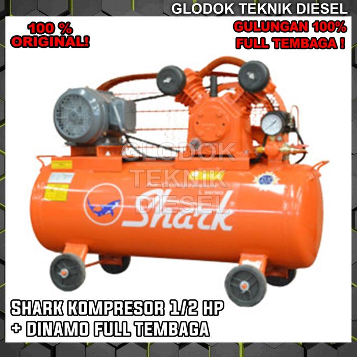 Jual SHARK 1/2 HP Kompresor Angin + Dinamo Full Tembaga 0.5 PK ...
