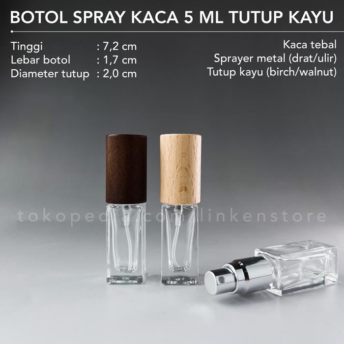 Jual Botol Spray 5ml Tutup KAYU - Kaca Clear Tebal - Perfume Vial Mini ...