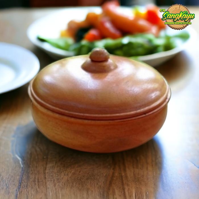Jual Mangkok kayu Mangkuk kayu wooden bowl with lid unik - Kota Banjar ...
