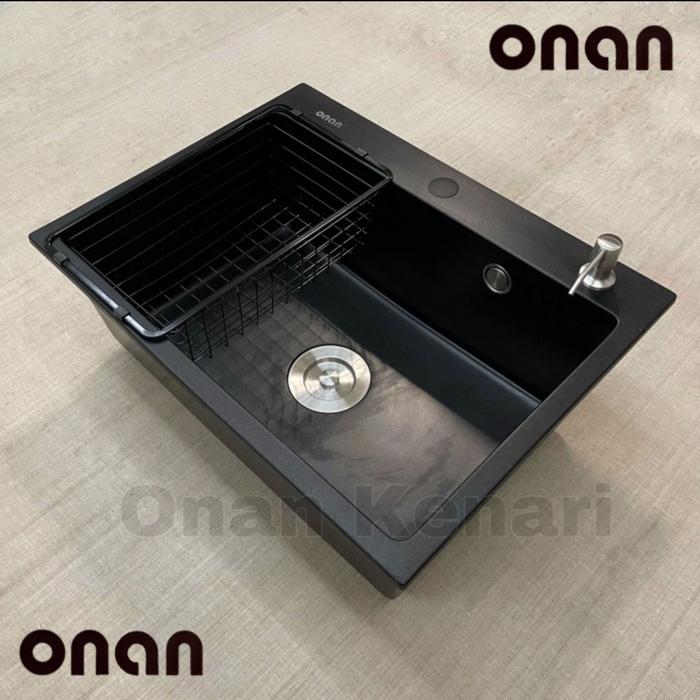 Promo Kitchen sink ONAN 6146 GRANIT Bak cuci piring DARK BLACK ...