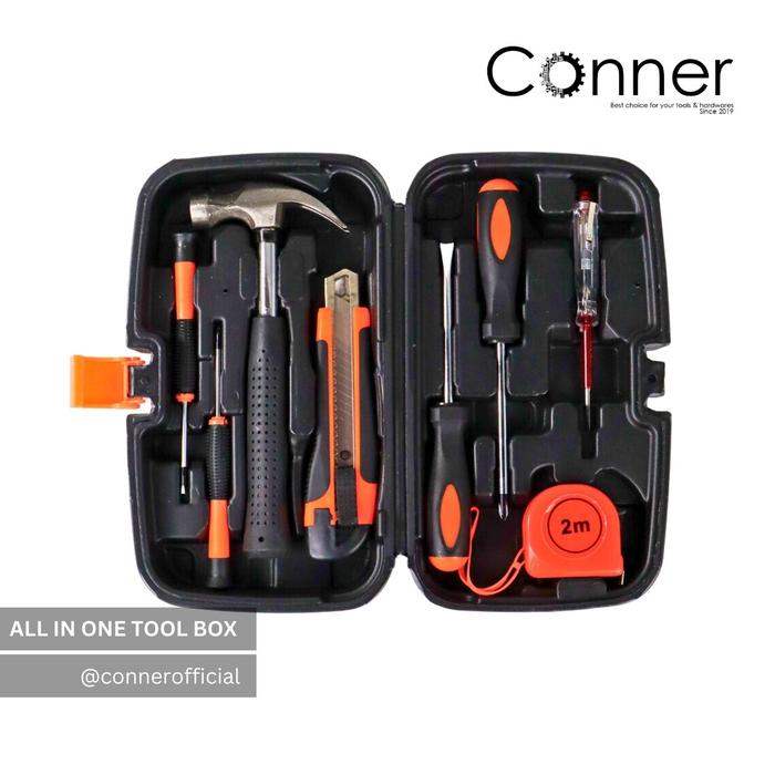 Promo 8 in 1 Tool box Set Perkakas Palu Obeng Cutter Meteran Testpen ...