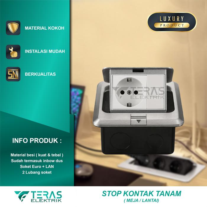Jual Stop Kontak Tanam Stop Kontak Meja Lantai 3 Colokan - Silver ...