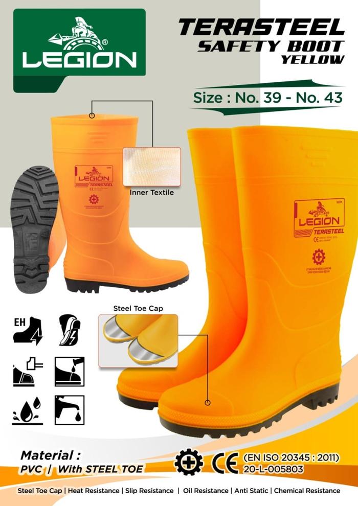 Jual Sepatu Boot Boots Safety Proyek Ujung Besi Steel Toe Legion Kuning ...