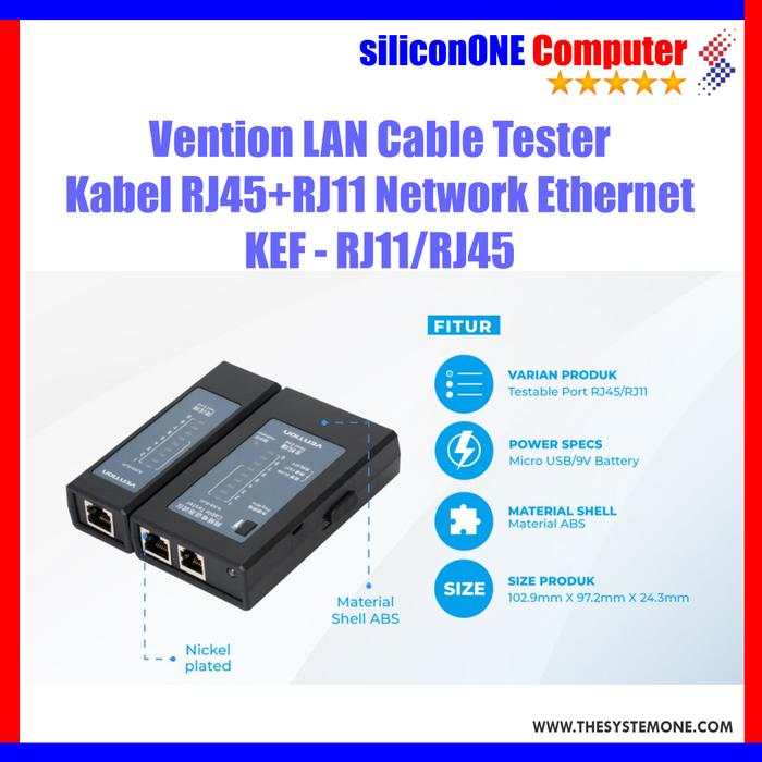 Jual Vention LAN Cable Tester Kabel RJ45+RJ11 Network Ethernet KEF ...