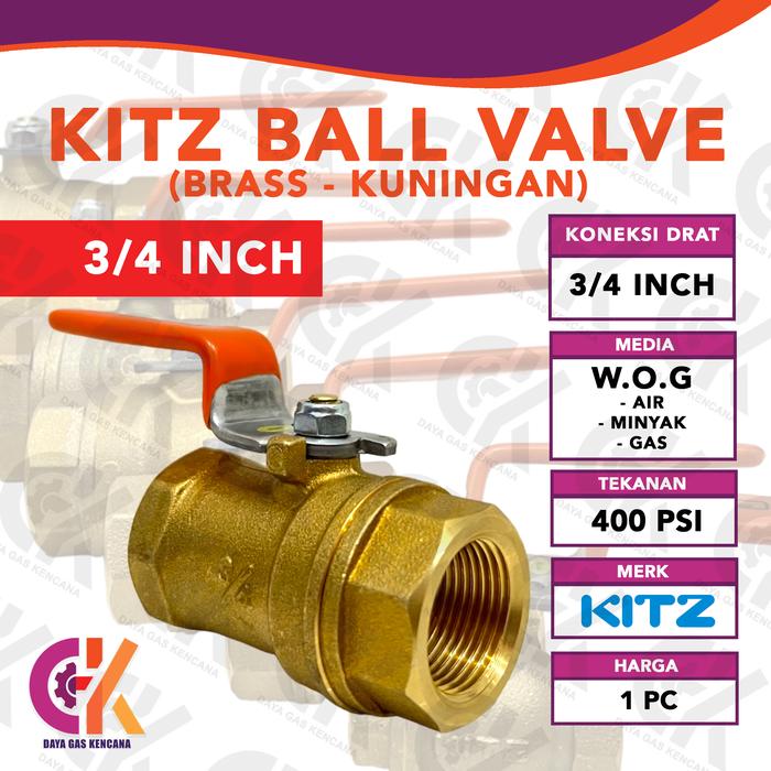 Jual Kitz Brass Ball Valve - Stop Kran Kuningan Ukuran 3/4 Inch - Jakarta Barat - Daya Gas ...