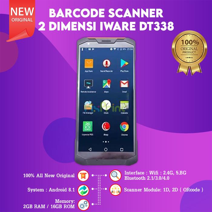 Promo IWARE Barcode Scanner DT338 Smart Handheld PDT Android 16GB 4G ...