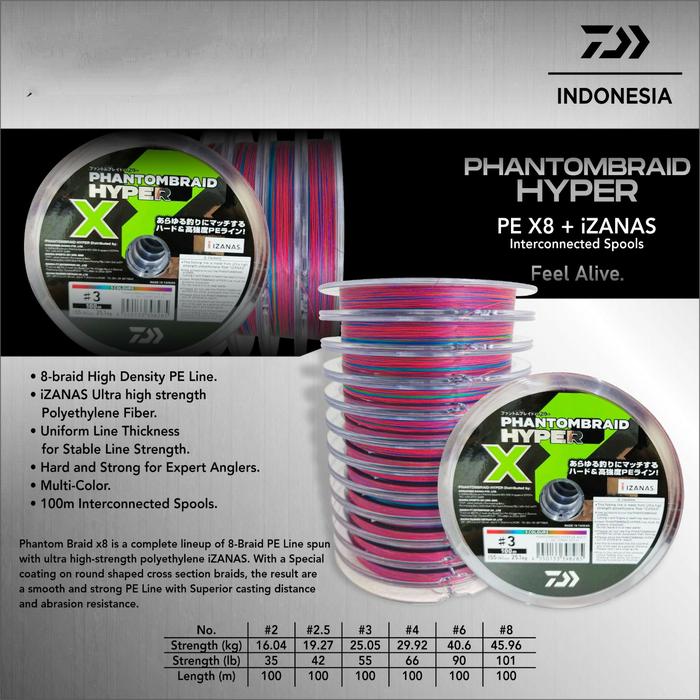 Jual SENAR PE DAIWA PHANTOM HYPER BRAID X8 + IZANAS 100M - CONECTING - Kota Surabaya ...