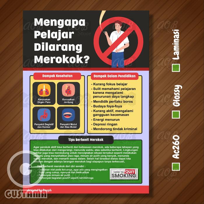 Jual Poster Bahaya Merokok, Mengapa Dilarang Merokok, Edukasi A3 ...