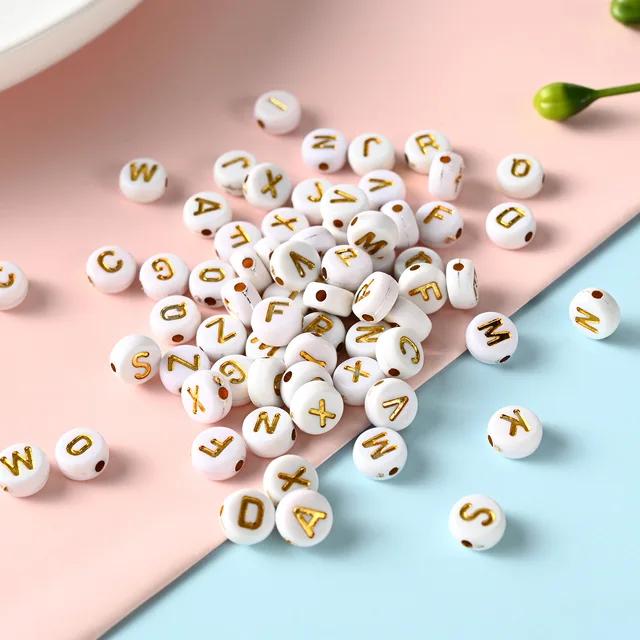 Jual [Pilih Huruf] Abjad BULAT PUTIH tulisan GOLD Alfabet Alphabet ...