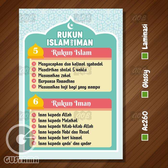 Jual Poster Rukun Iman & Rukun Islam, Poster Edukasi A3 - Kab ...
