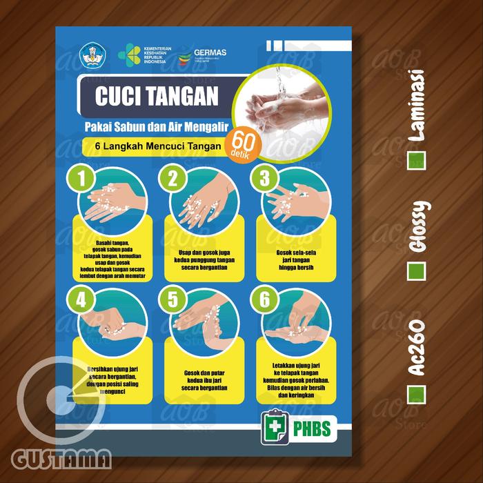 Jual Poster cuci tangan CTPS, Poster usaha kesehatan sekolah laminasi ...