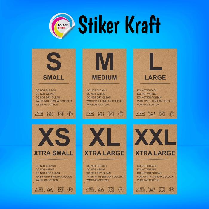 Jual Cetak Stiker Ukuran Baju Label Size Custom Design - Putih Glossy ...