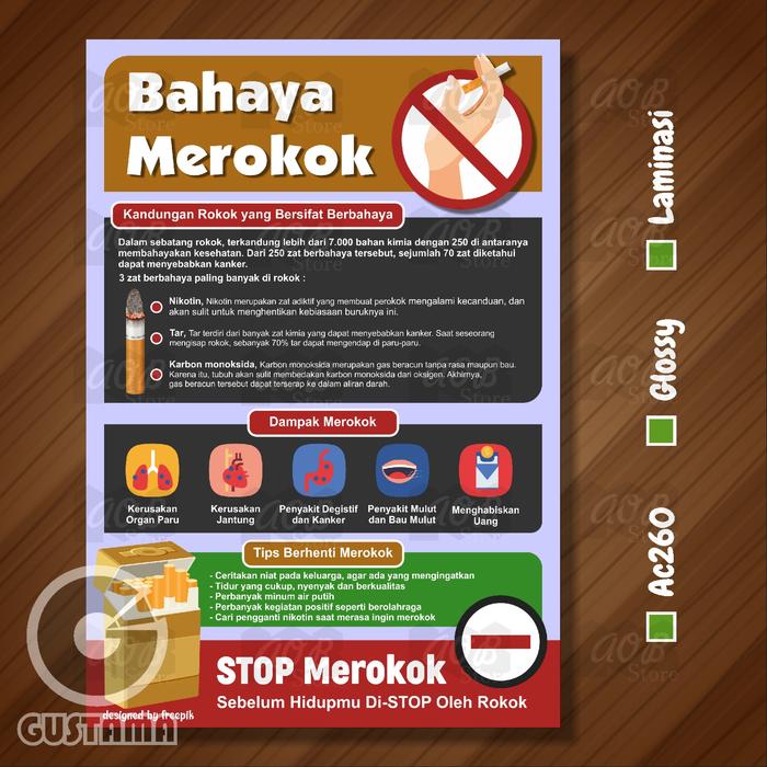 Jual Poster Bahaya Merokok, Mengapa Dilarang Merokok, Edukasi A3 ...